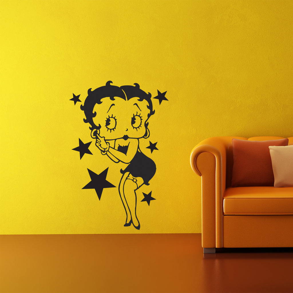 Betty Boop Wall Art Sticker With Stars – Vinyl Sticker Shack