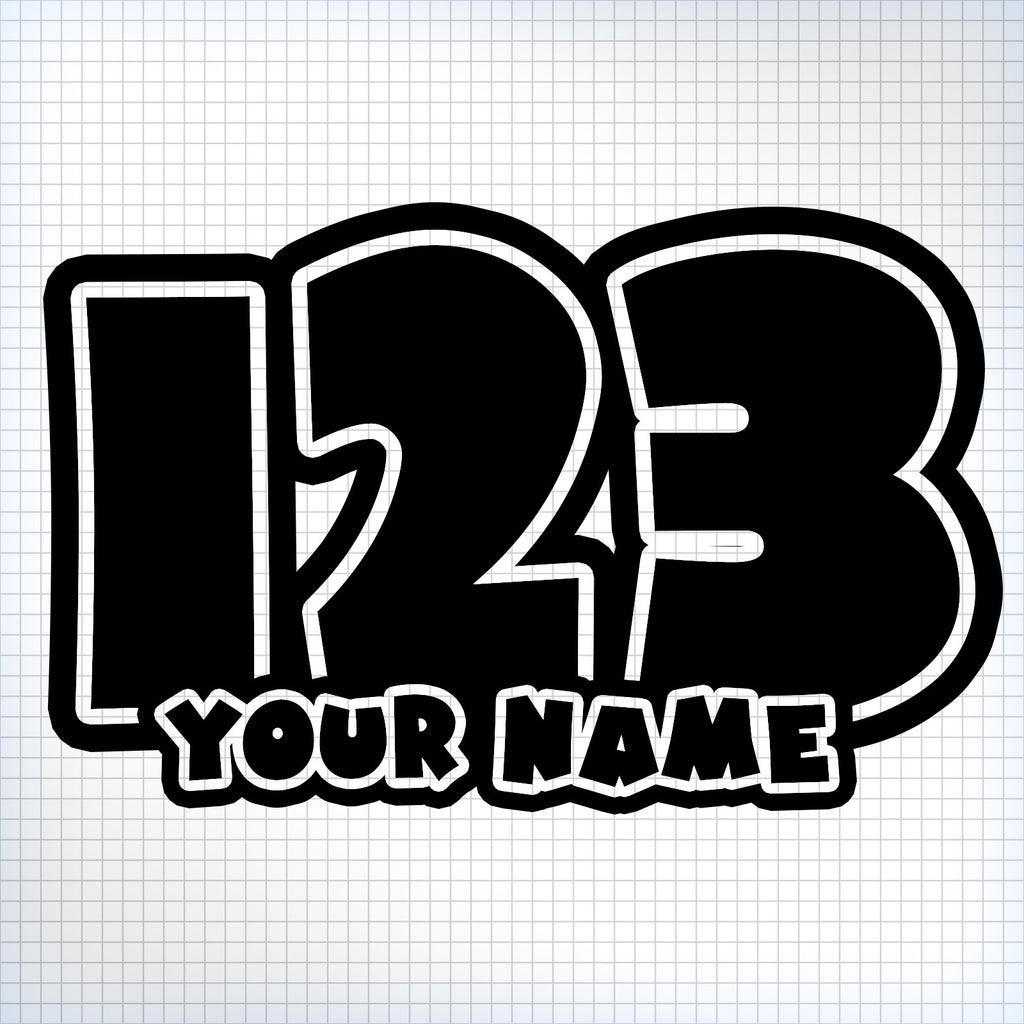 3 x Custom Race Numbers With Name - Chunky Style – Vinyl Sticker Shack