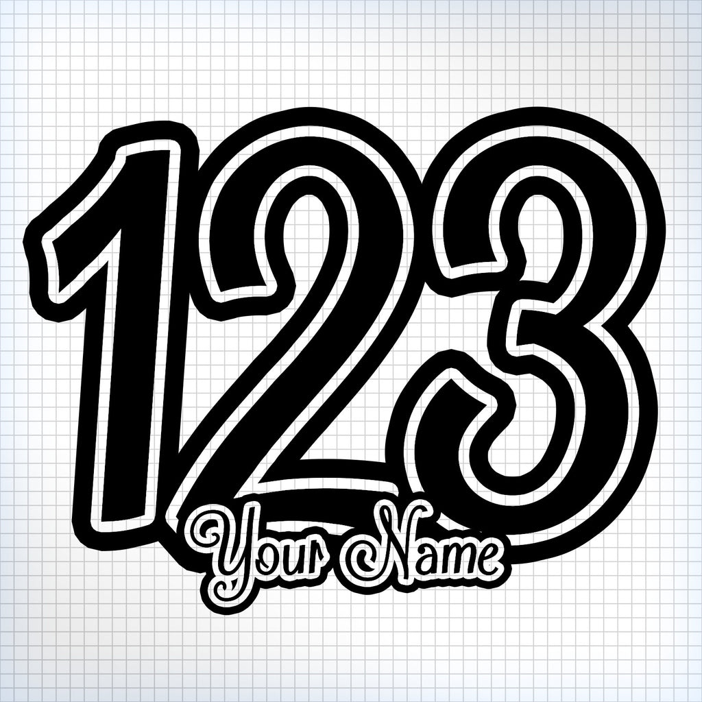 3 x Custom Race Numbers With Name - Shack Style – Vinyl Sticker Shack