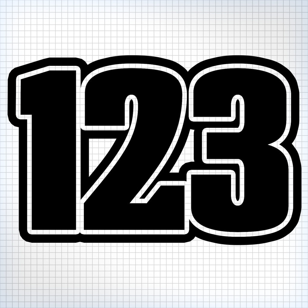 3 x Custom Race Numbers - Chubby Style – Vinyl Sticker Shack