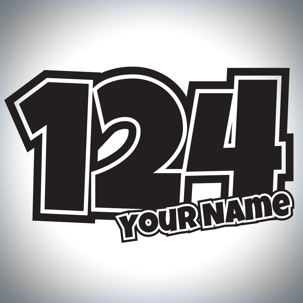 3 x Custom Race Numbers With Name - Standard Style - Up to 150mm ...
